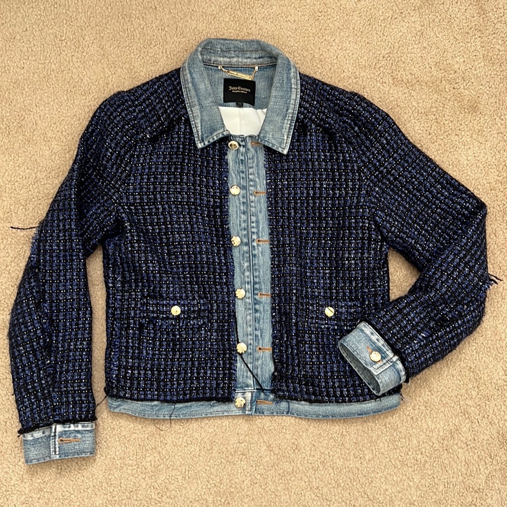 Juicy Couture Denim Tweed Jacket Size Medium - Gem